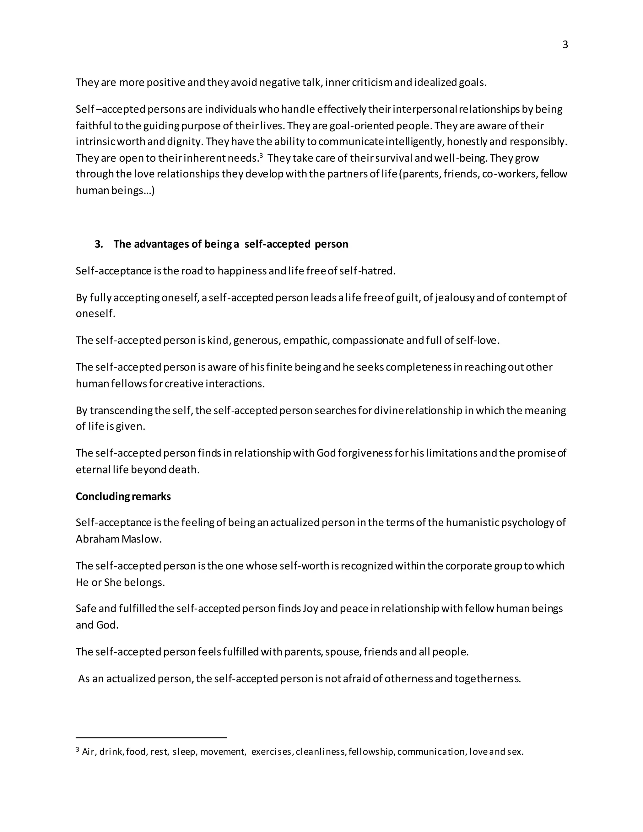 Self-Acceptance | DOCX | Single Life | Family and Relationships