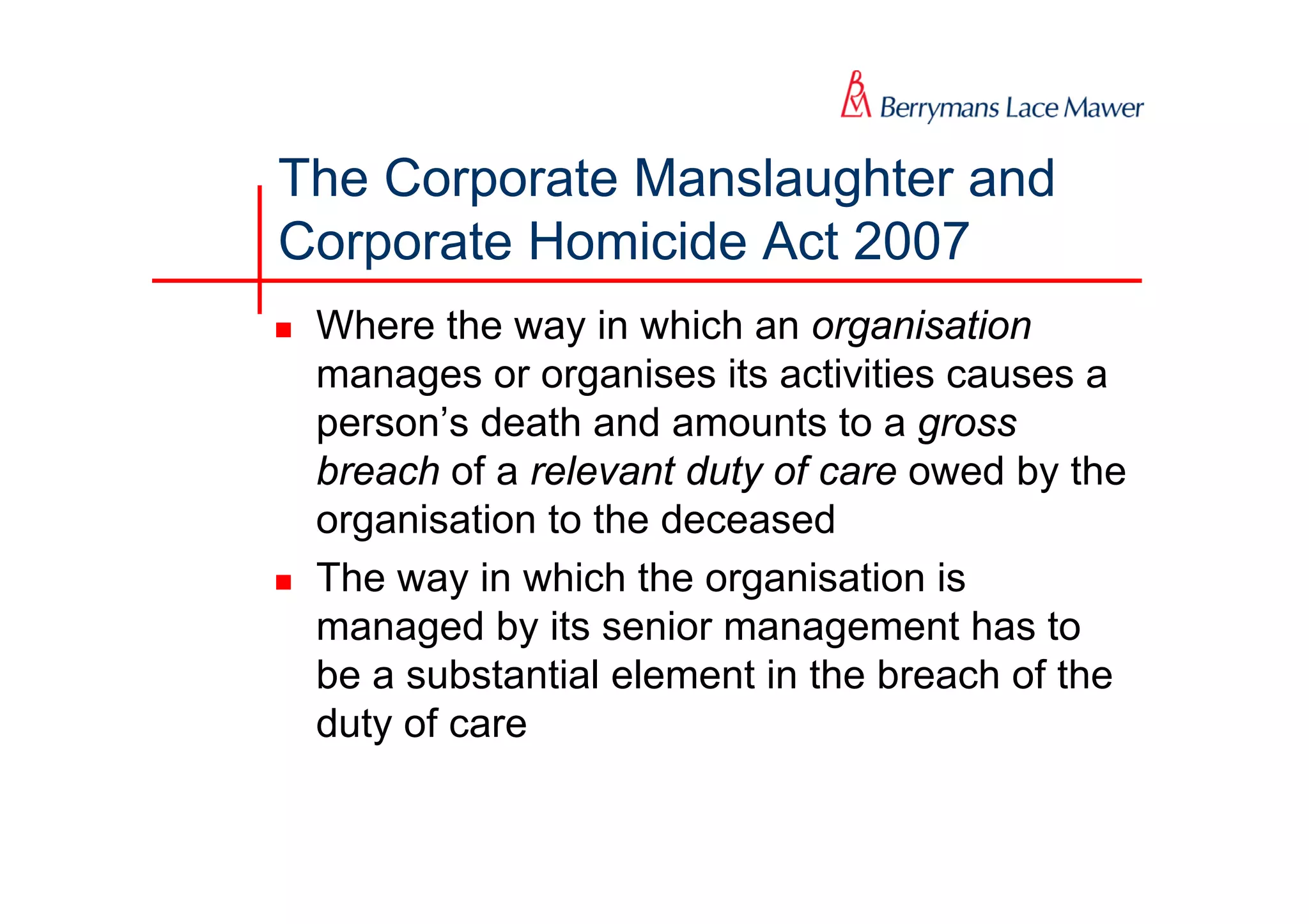 Corporate Manslaughter | PDF
