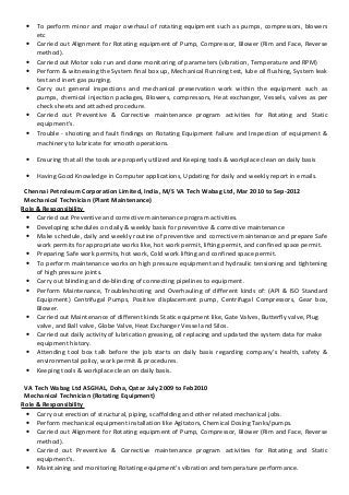 Mechanical Technician CV