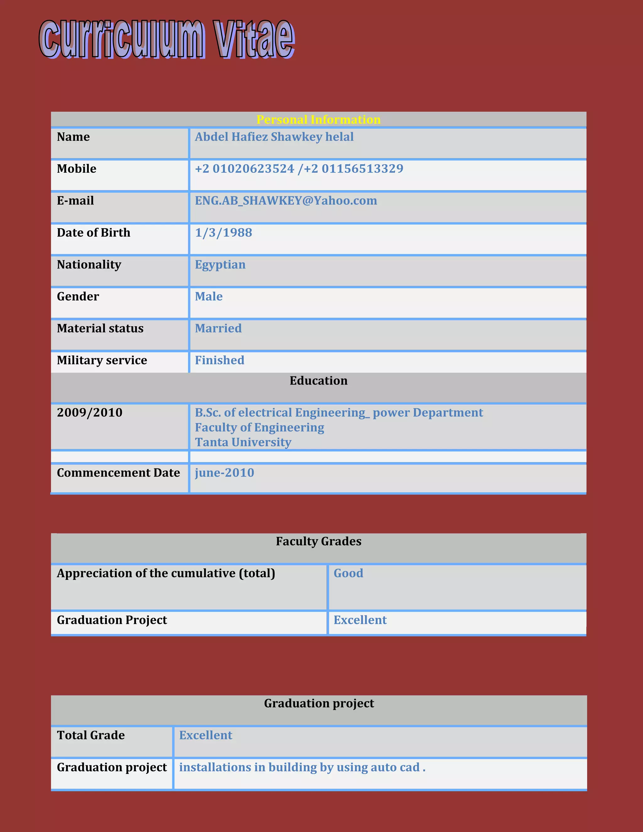 eng abdo cv | PDF | Business | Business and Finance