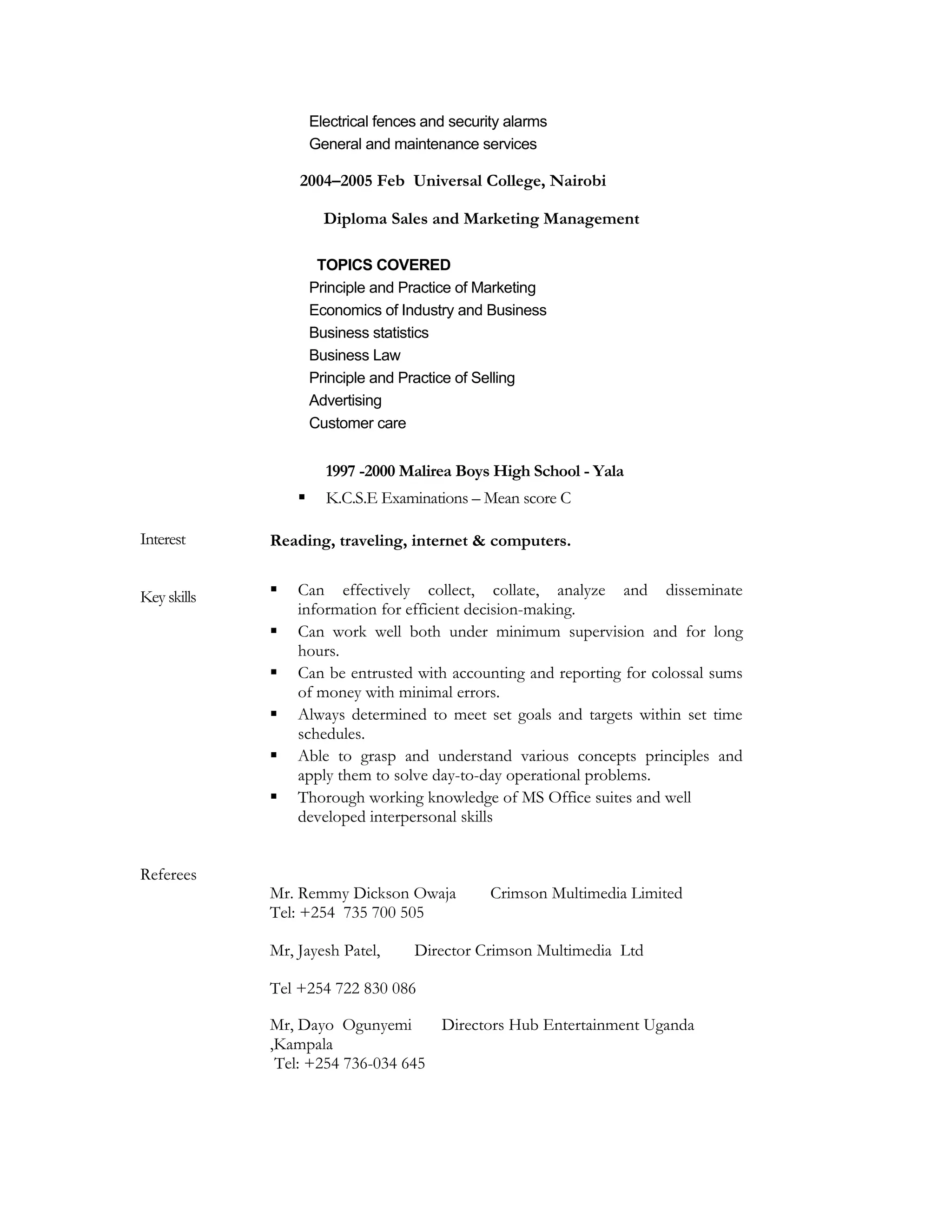 allan onyango cv | PDF
