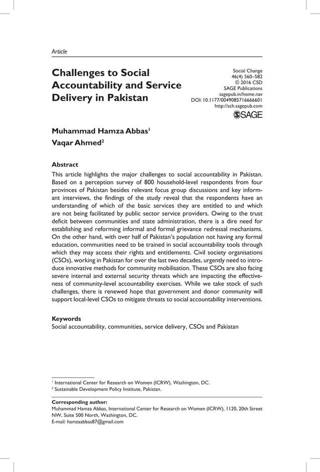 Accountability and Service Delivery | PDF