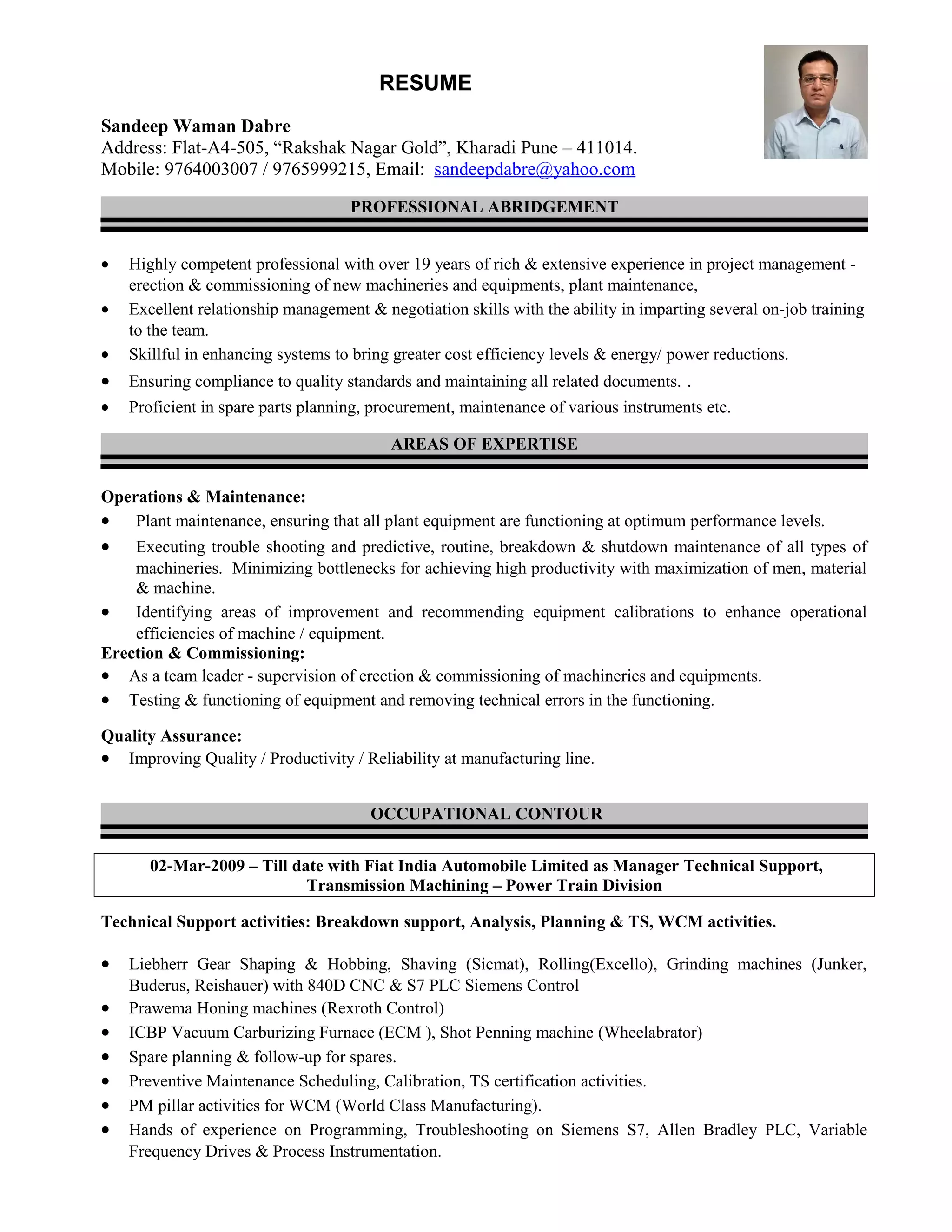 Maintenance Expert in CNC/PLC Machines - Transmission Gear Shop & HT | DOC