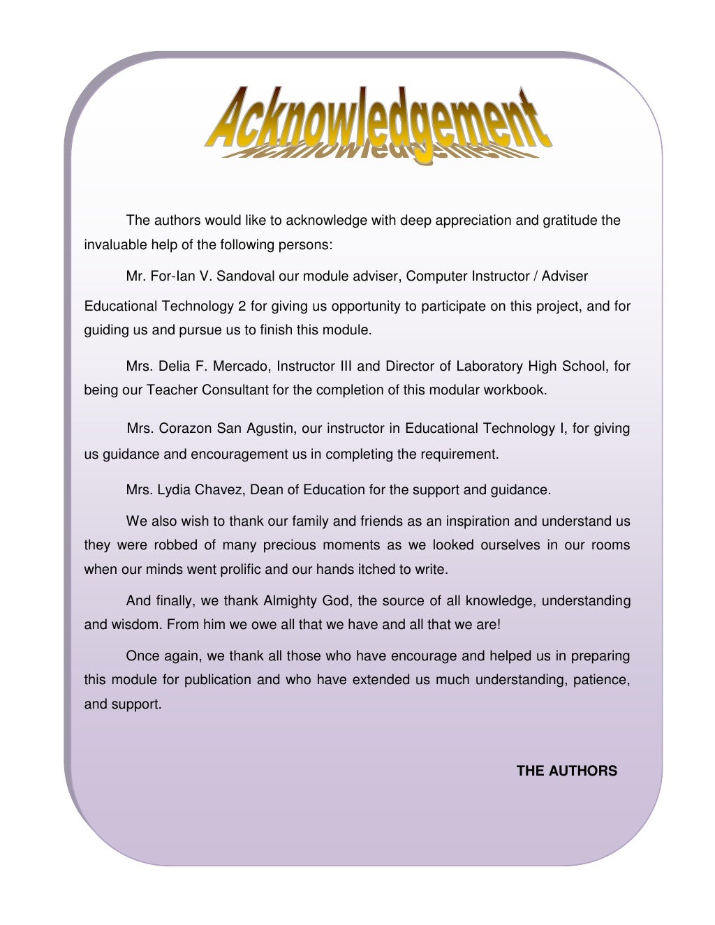 004 acknowledgement
