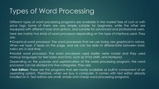 ntroduction to Office package, MS Word, MS Excel & MS Powerpoint ...