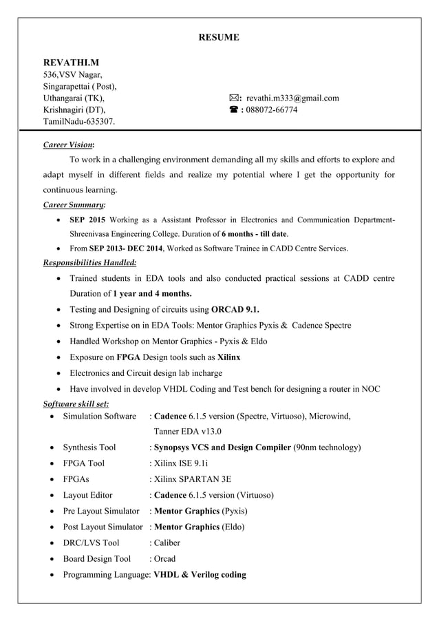 Revathi Resume L& T | PDF
