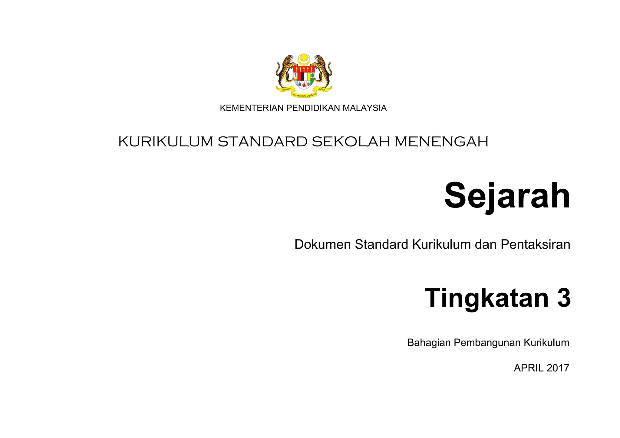 004 DSKP KSSM SEJARAH tingkatan 3 dokumen standard | PDF