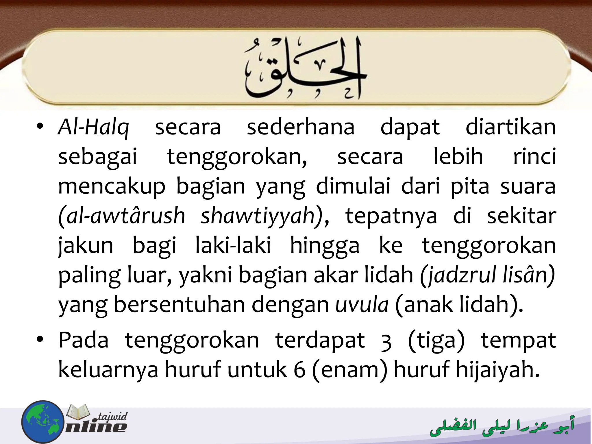 Makharijul Huruf yang keluar dari tenggorokan | PDF