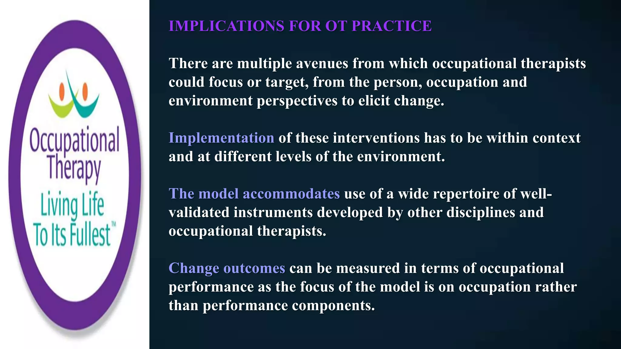 Person Environment Model of Occupational Therapy | PPTX