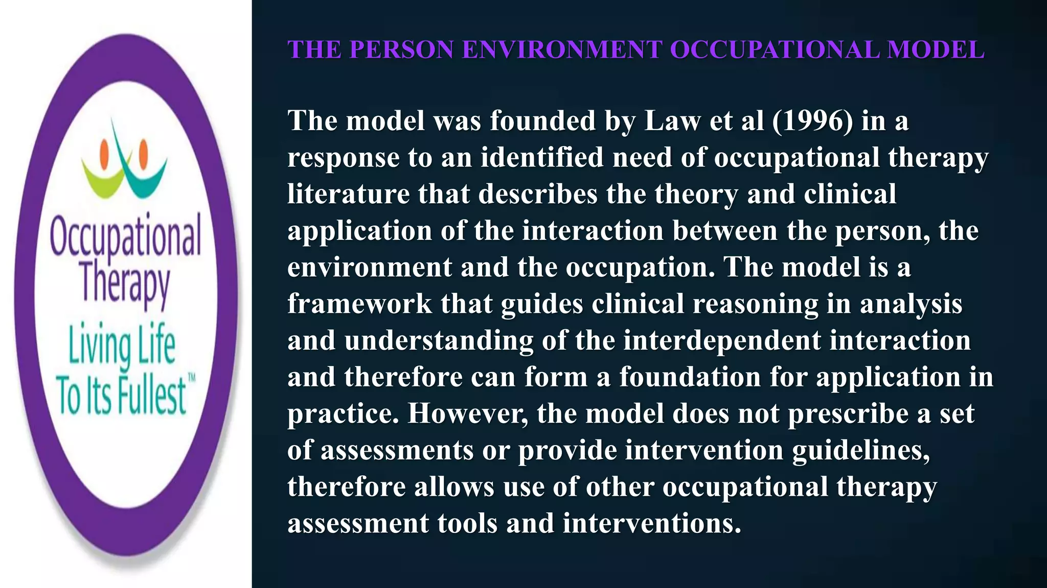 Person Environment Model of Occupational Therapy | PPTX