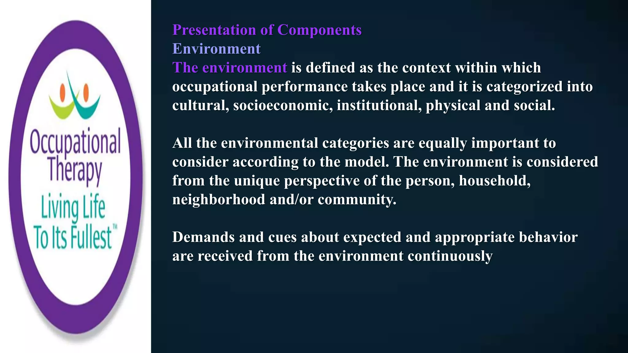 Person Environment Model of Occupational Therapy | PPTX