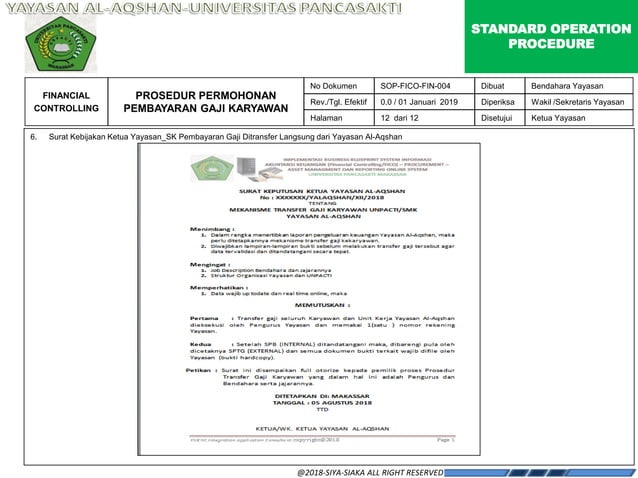 Implementasi SOP - Business Process Finance Accounting-PROSEDUR PERMOHONAN PEMBAYARAN GAJI ...