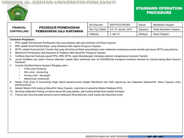 Implementasi SOP - Business Process Finance Accounting-PROSEDUR PERMOHONAN PEMBAYARAN GAJI ...