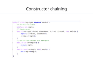 Types of Constructor , Super, and OOP principles. | PPTX