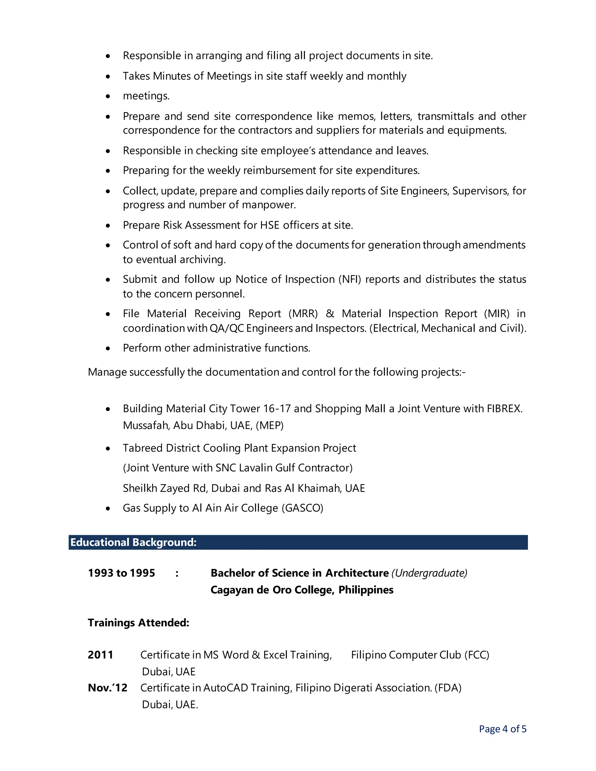 DOCUMENT CONTROLLER CV | DOCX