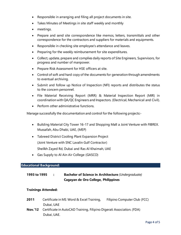 DOCUMENT CONTROLLER CV | DOCX