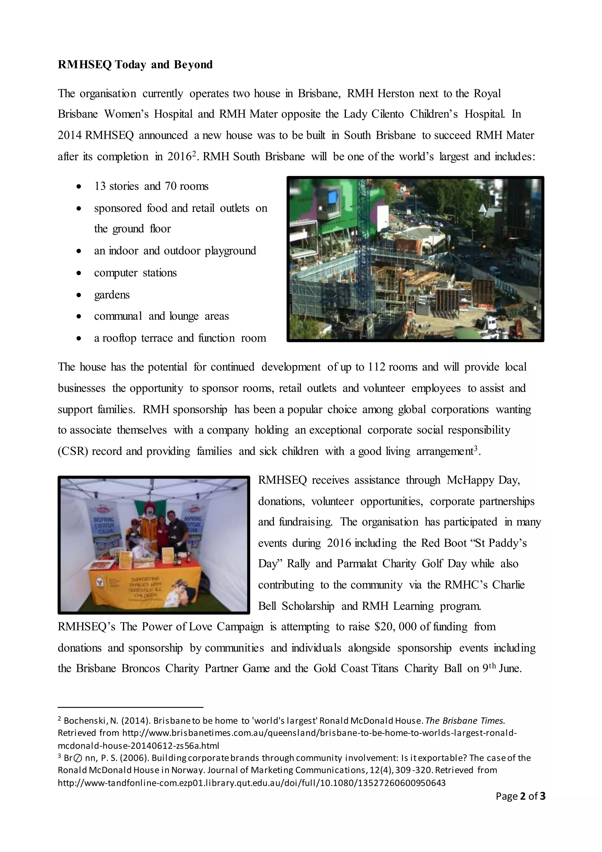 Ronald McDonald House South East Queensland Portfolio | DOCX