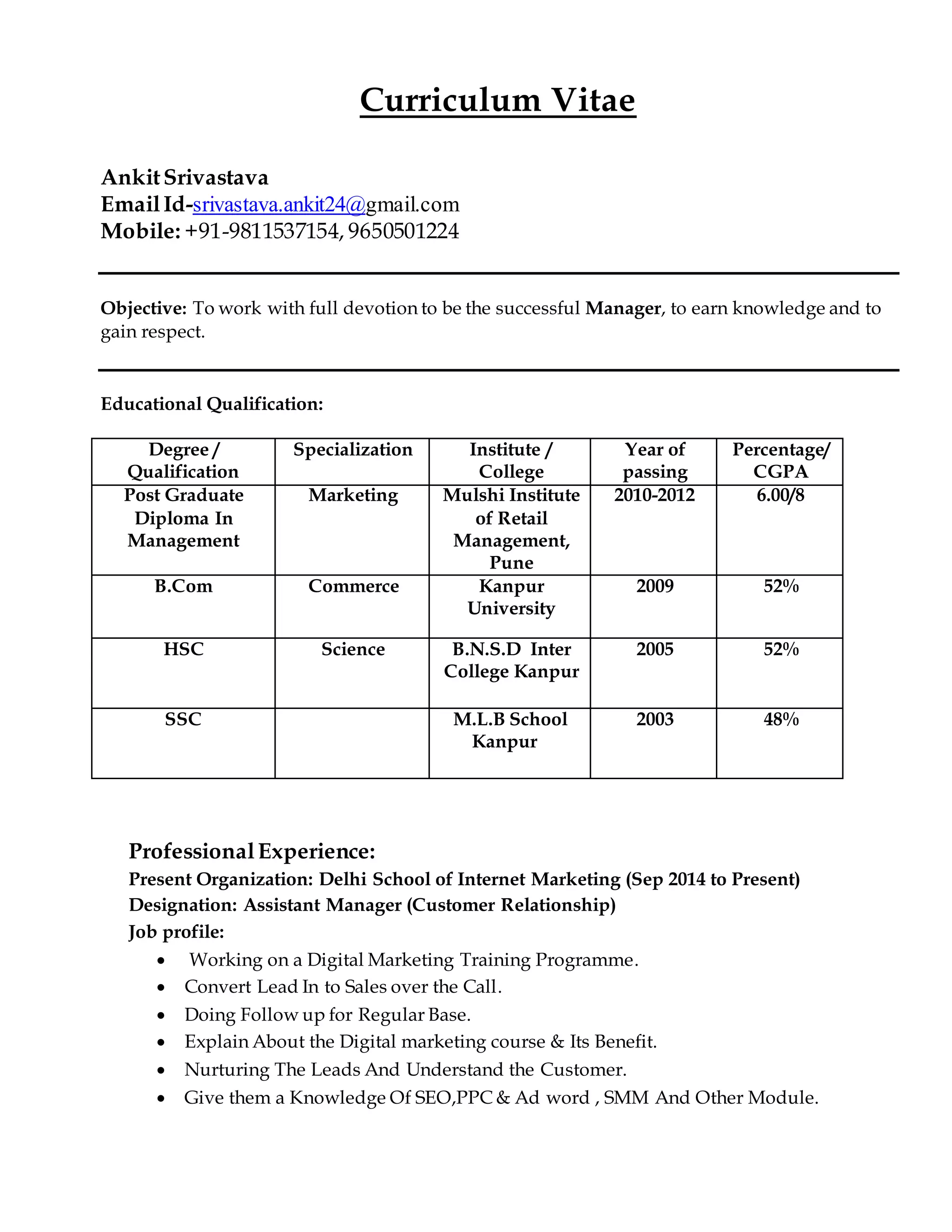 Ankit Resume | PDF
