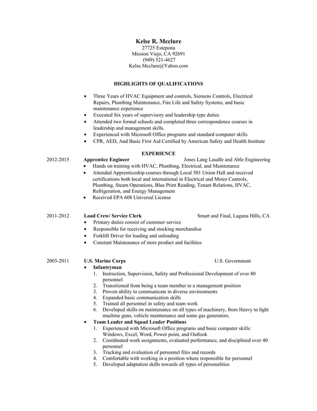 Kelse Mcclure. Resume | DOC
