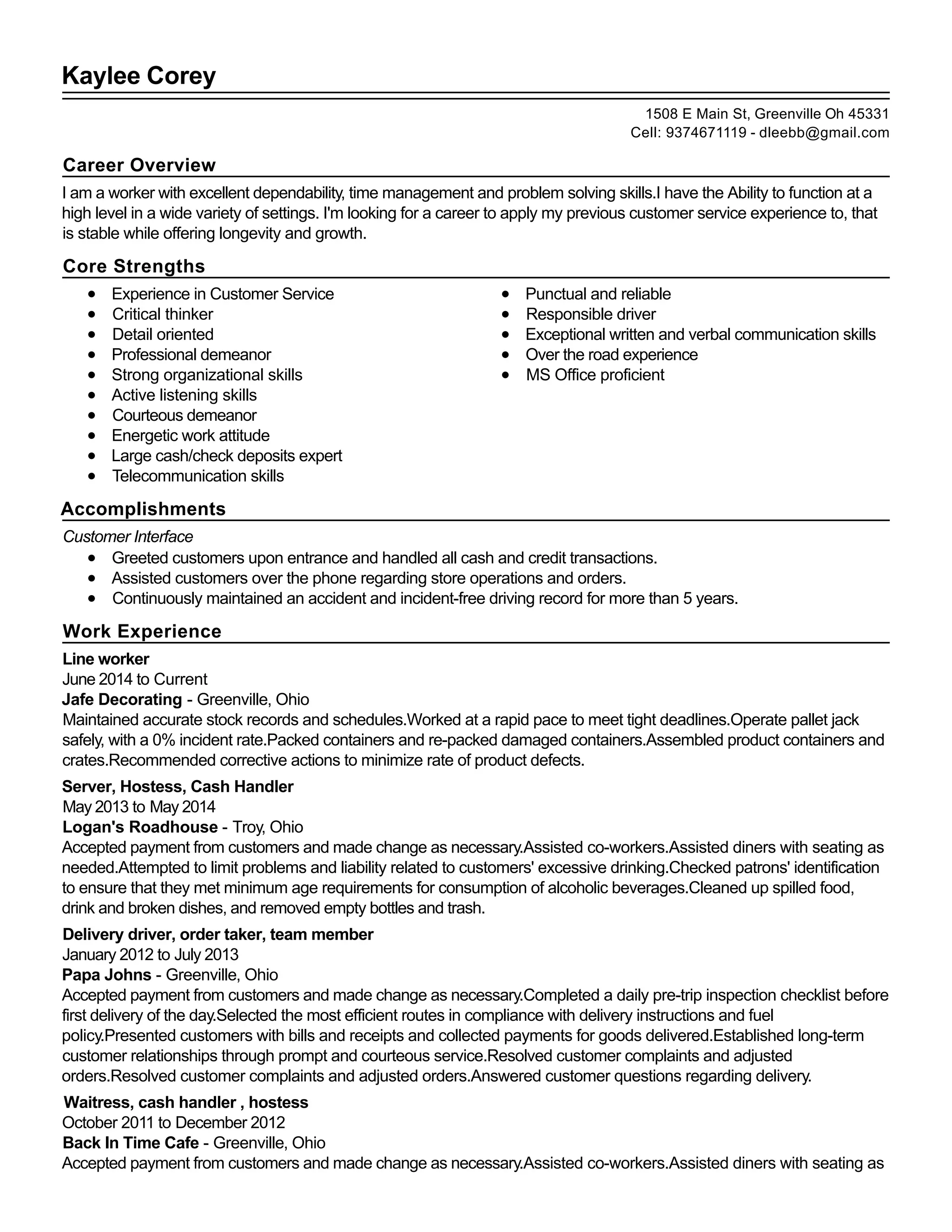 Kaylee Corey Resume(1) | PDF