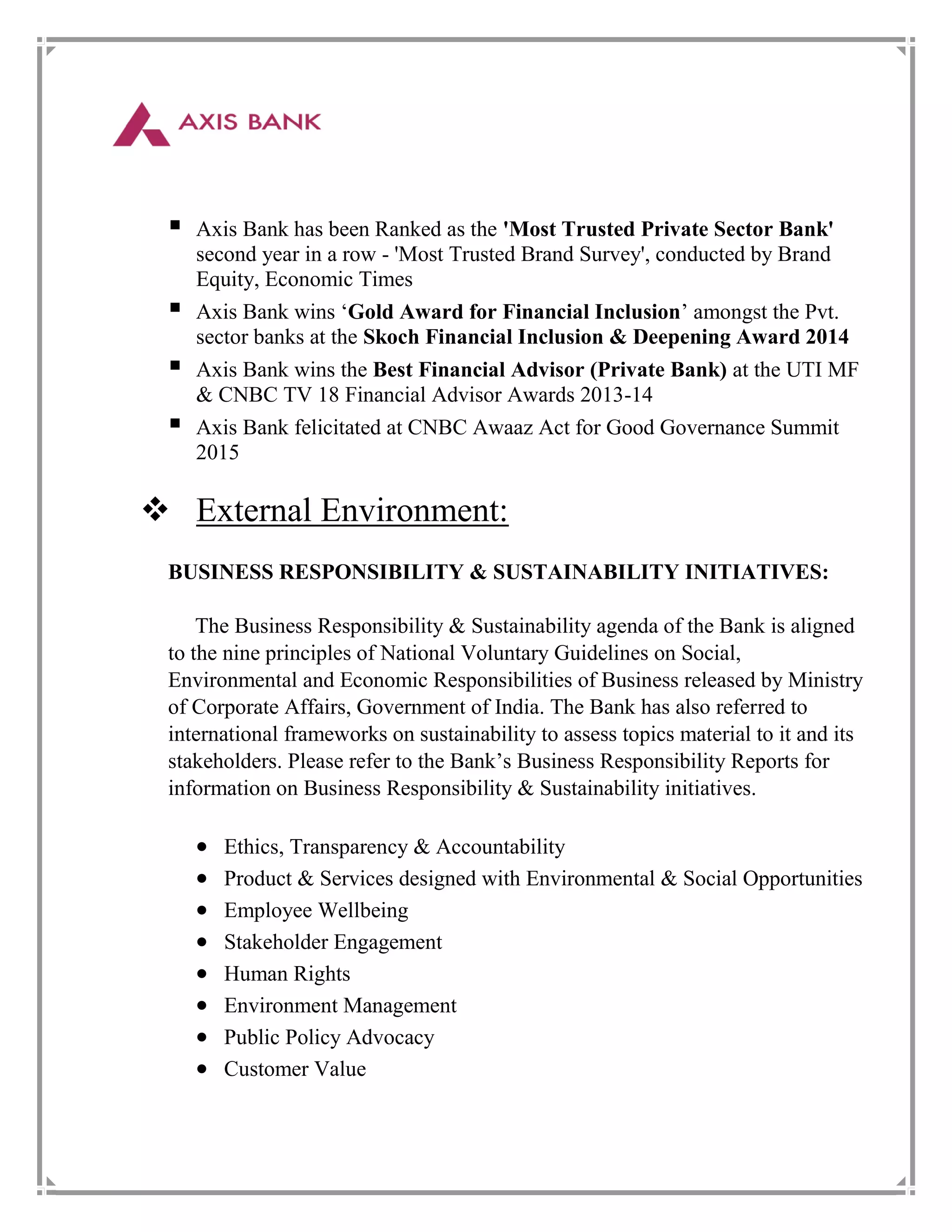 A Project on Axis Bank | PDF