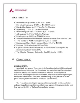A Project on Axis Bank | PDF