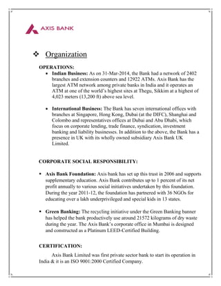 A Project on Axis Bank | PDF