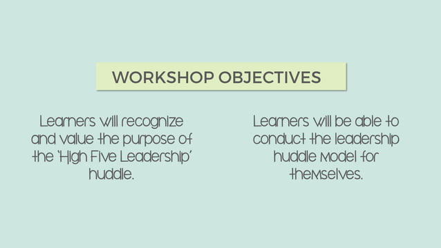 High Five Leadership Huddle | PDF | Medical Health