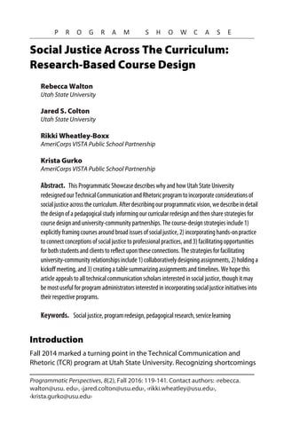 Social Justice Across the Curriculum | PDF