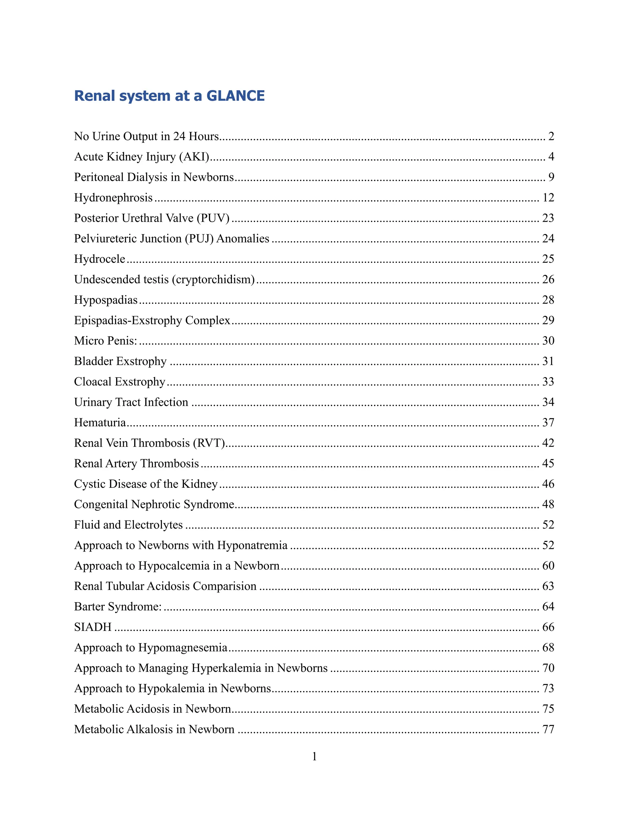 Renal system of newborn at a glance- neonatology | PDF
