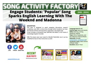 Engage Students: 'Popular' Song Sparks English Learning With The Weeknd ...
