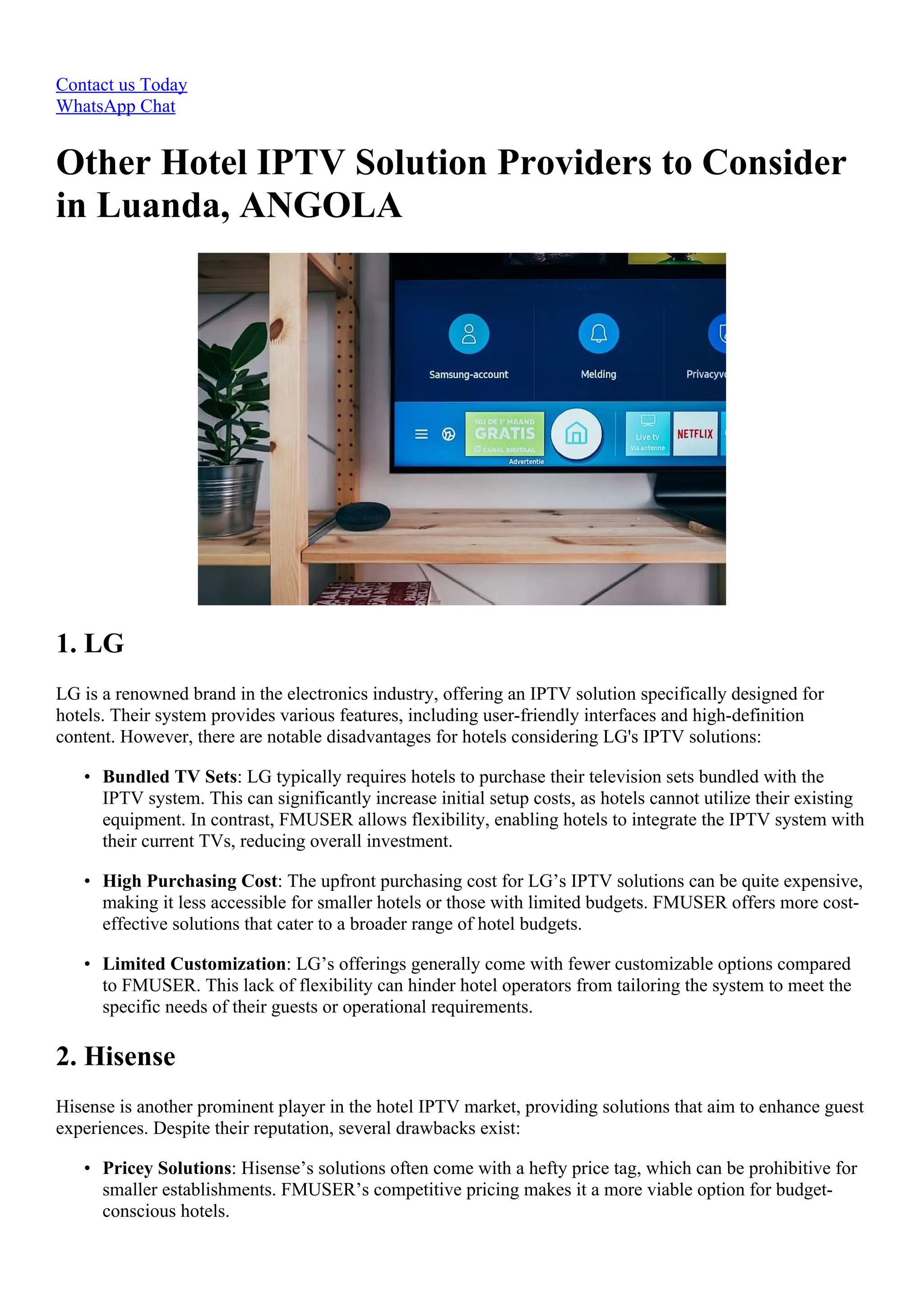 6 Best Hotel IPTV Solution Suppliers in Luanda, ANGOLA | PDF