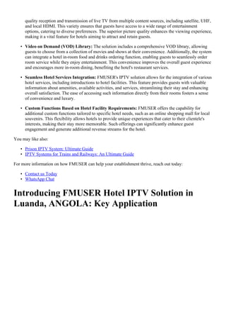 6 Best Hotel IPTV Solution Suppliers in Luanda, ANGOLA | PDF