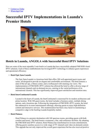 6 Best Hotel IPTV Solution Suppliers in Luanda, ANGOLA | PDF