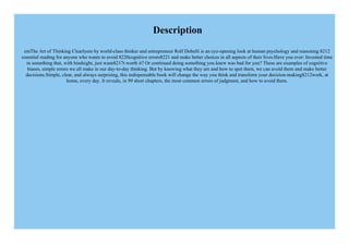 KINLDE The Art of Thinking Clearly | PDF