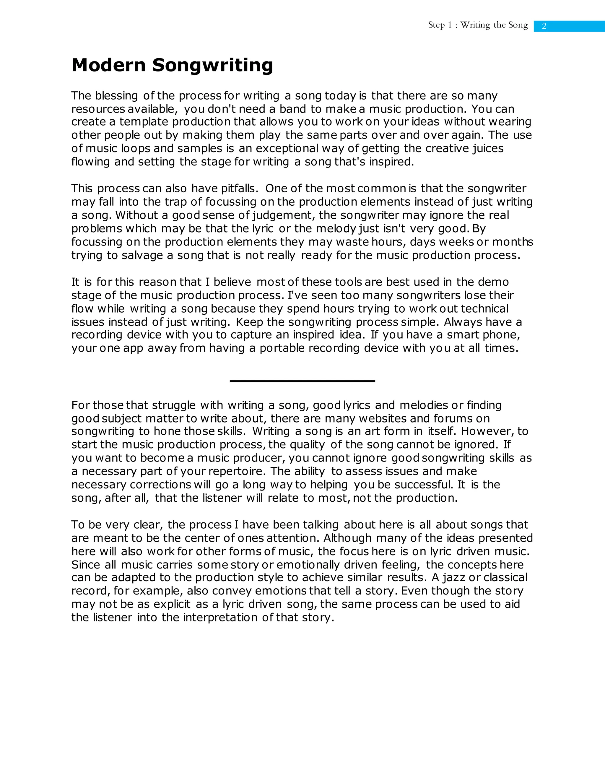 Vol 1 writing a song | DOCX