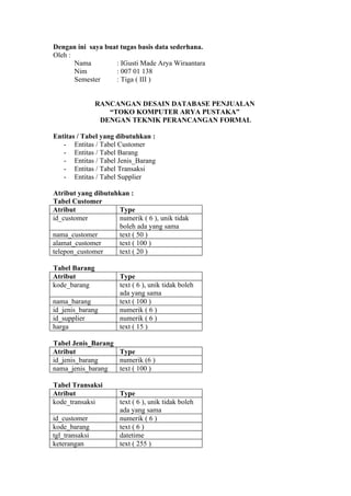 007 01 138 tugas 2 basis_data | PDF