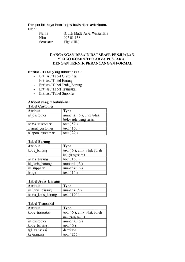 007 01 138 tugas 2 basis_data | PDF