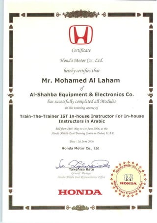 Honda Certificates | PDF