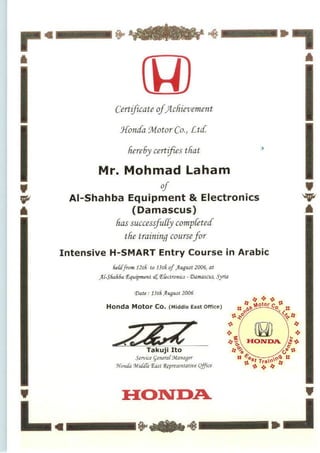 Honda Certificates | PDF
