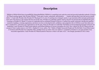 [ PDF ] Wooden on Leadership How to Create a Winning Organization | PDF ...