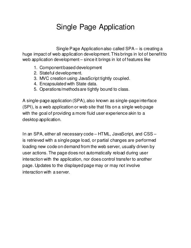 Single Page Application Template Single Page Application Template