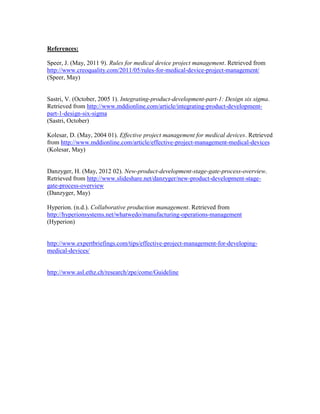 Medical Device Project Management MBA Powell | PDF