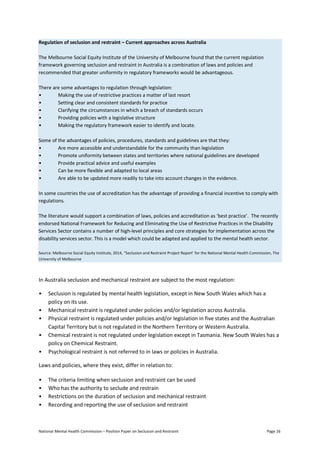 Position Paper - a case for change - restrictive practices in mental ...