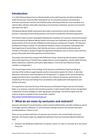Position Paper - a case for change - restrictive practices in mental ...
