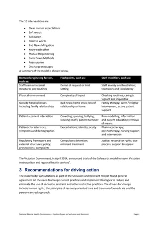 Position Paper - a case for change - restrictive practices in mental ...