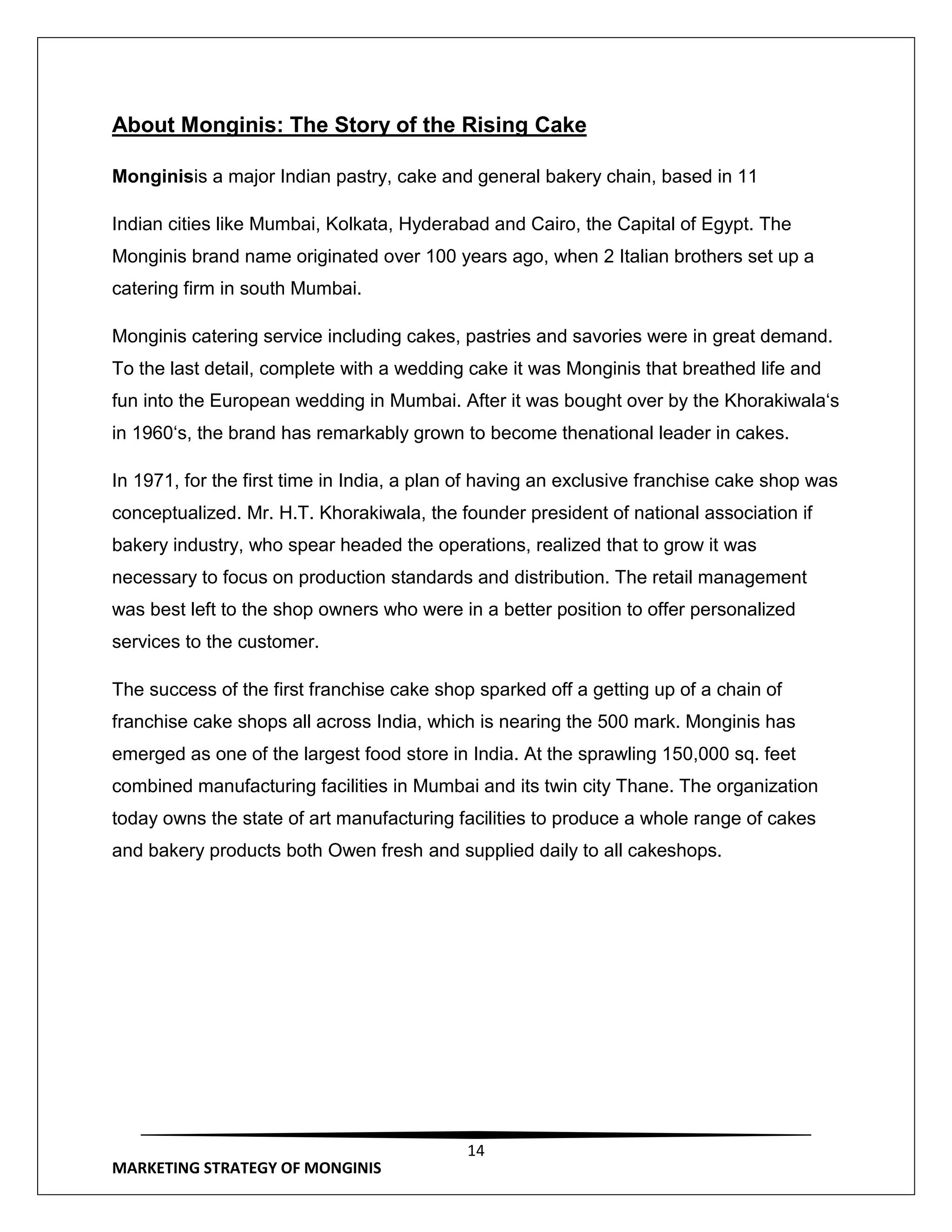 marketing strategy of monginis | DOCX