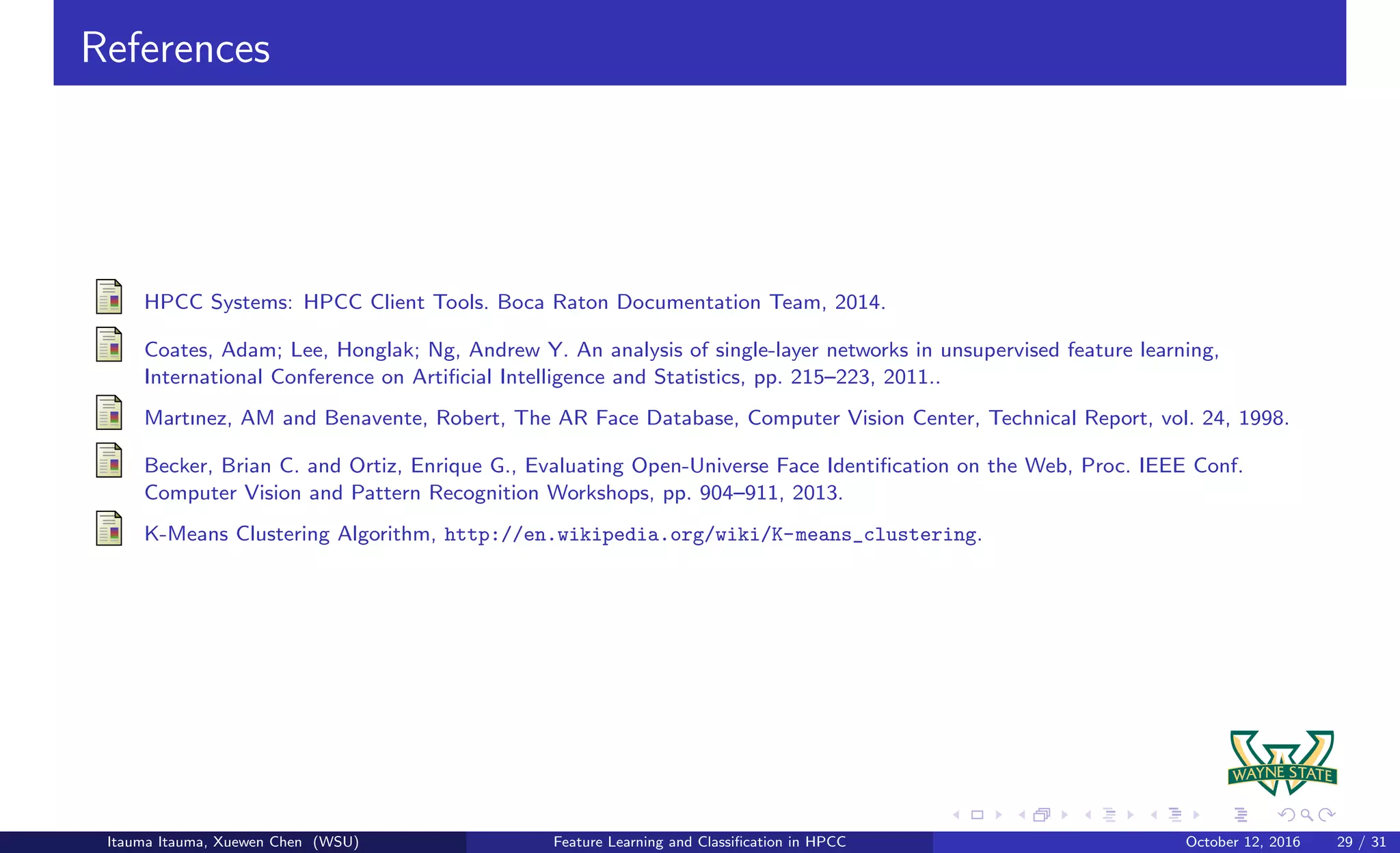 Unsupervised Learning and Image Classification in High Performance Computing Cluster | PPT