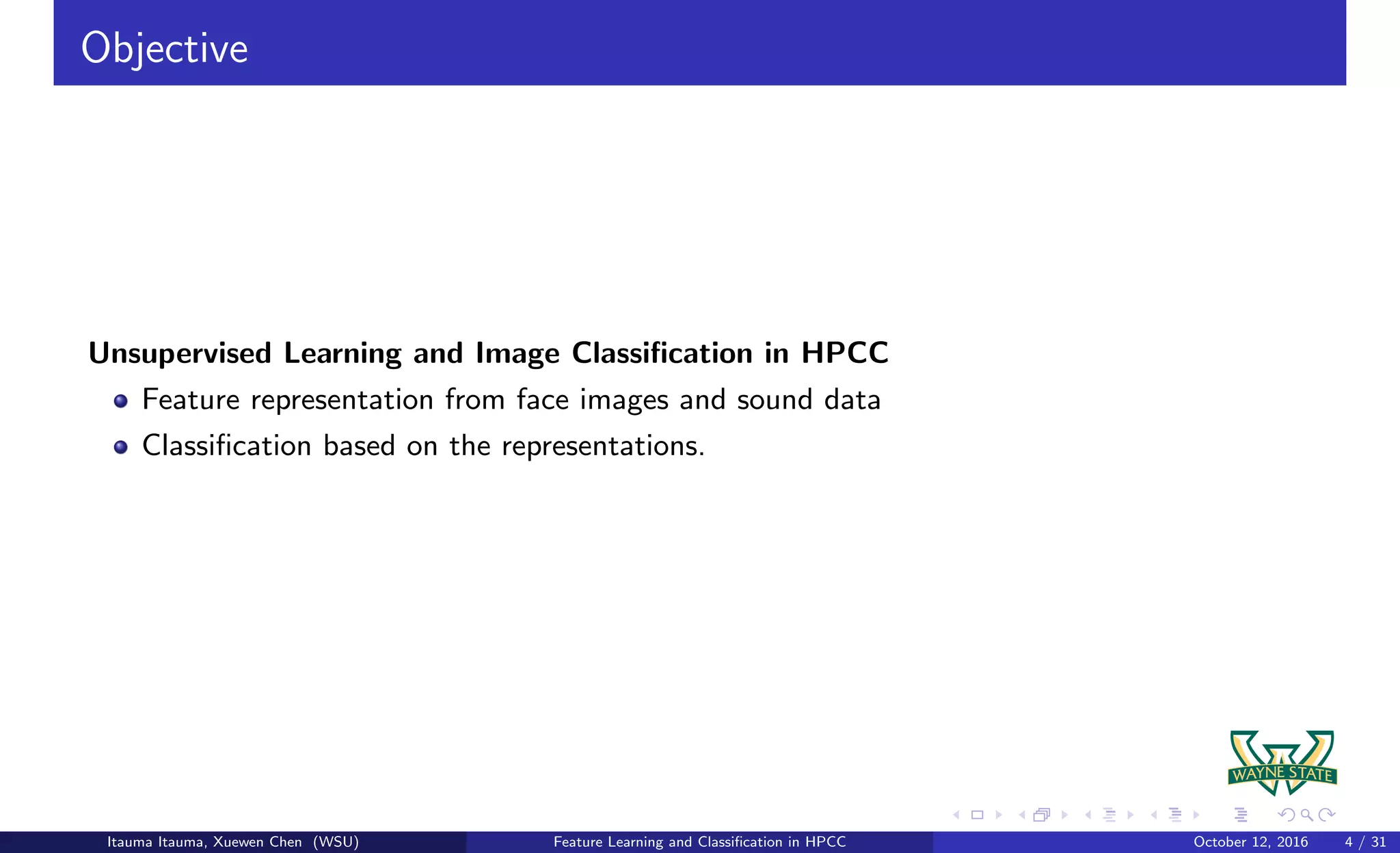 Unsupervised Learning and Image Classification in High Performance Computing Cluster | PPT
