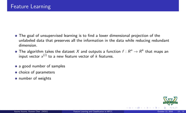 Unsupervised Learning and Image Classification in High Performance Computing Cluster | PPT